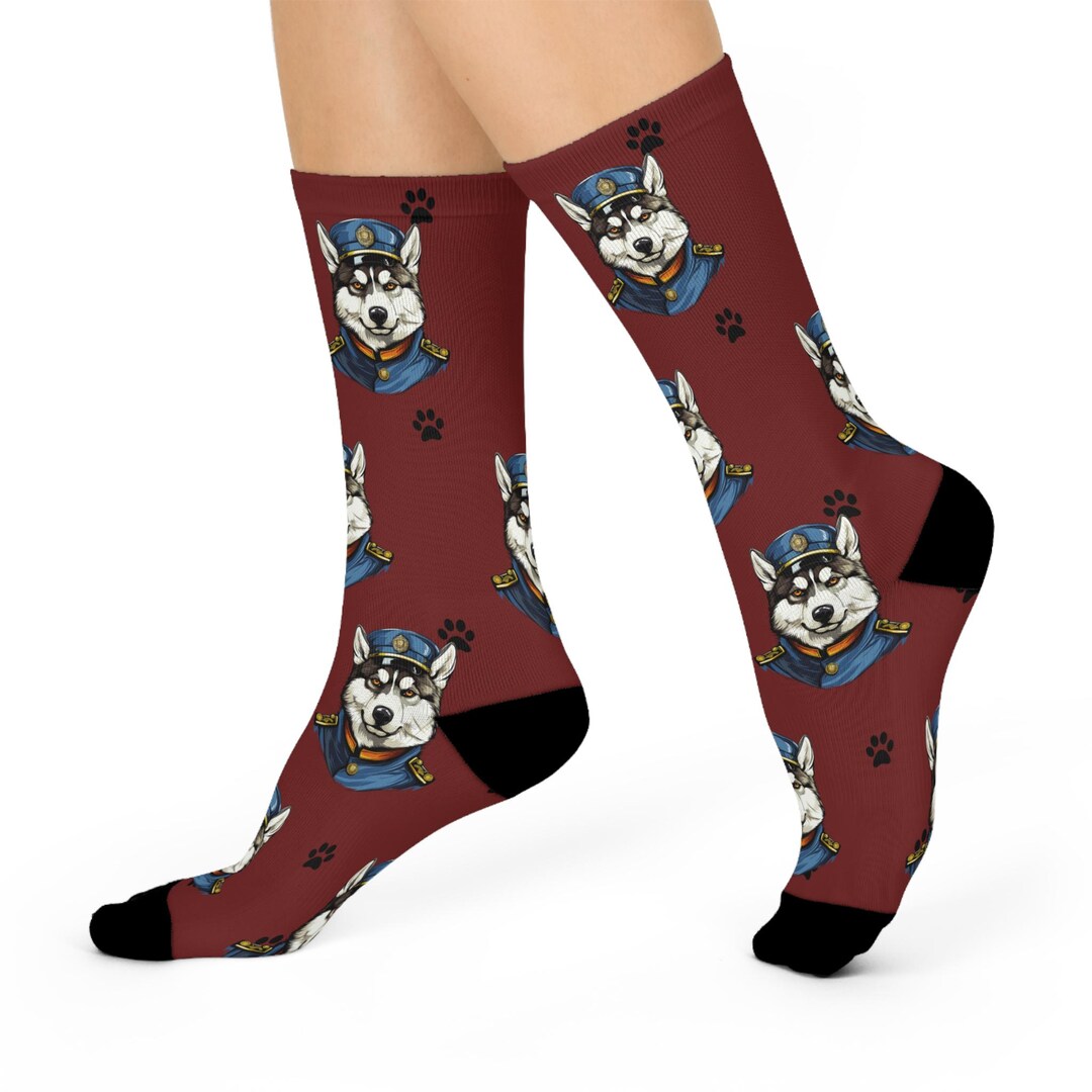 Husky Police Socks: Funny Unisex Crew Socks - Etsy