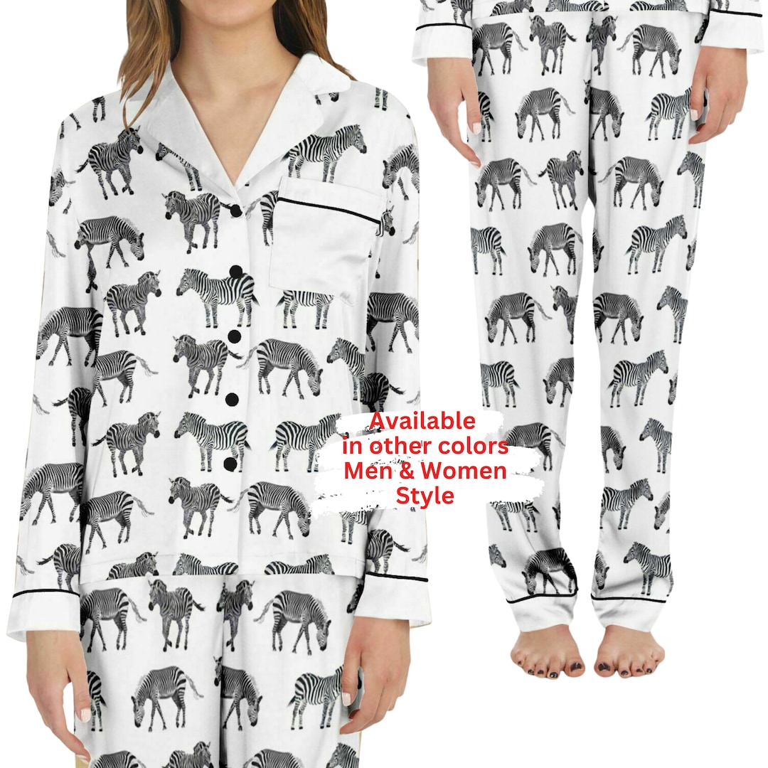 Zebra Print Satin Pajama Set, Cozy Couples Sleepwear - Etsy