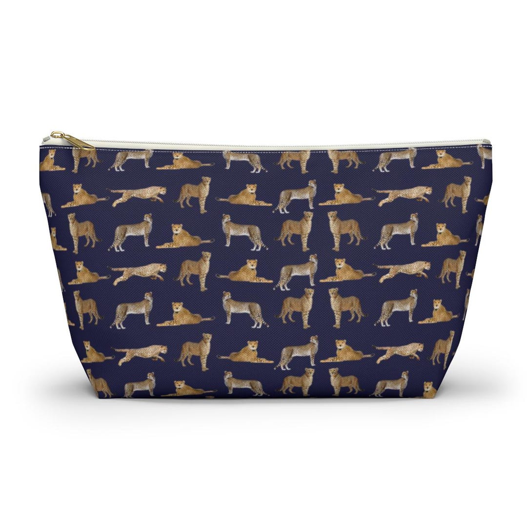 Cheetah Accessory Pouch, Wildlife Lover Cosmetic Bag, Custom Background ...