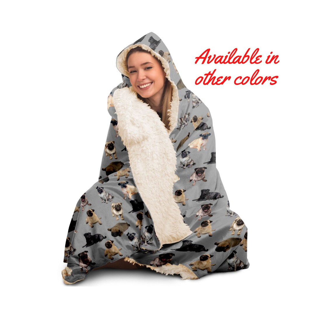 Pug Dog Hooded Blanket: Sherpa Fleece, Pug Lover Gift - Etsy