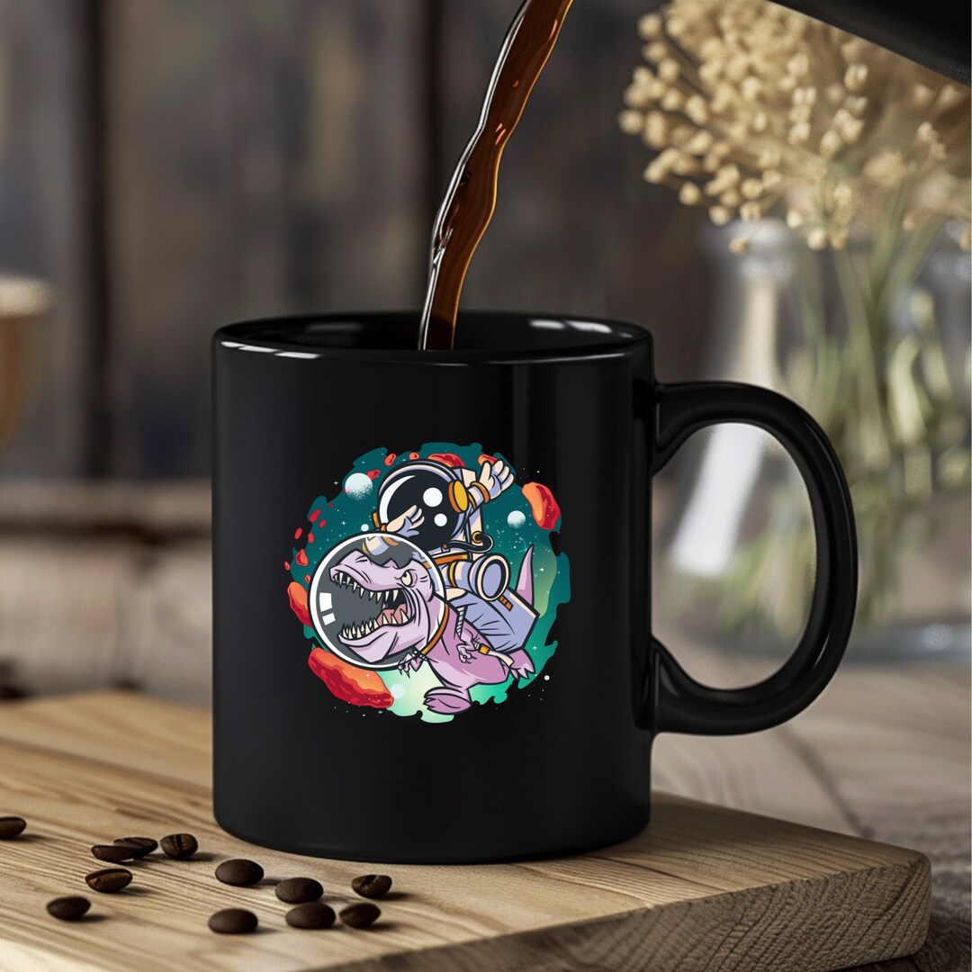 Astronaut Riding T-rex Coffee Mug – Whimsical Space Dino Design - Etsy