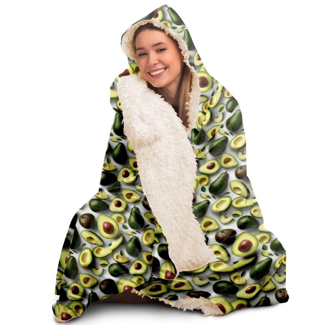 Fun Avocado Hooded Blanket for Adults & Teens – Cozy Sherpa Throw With ...