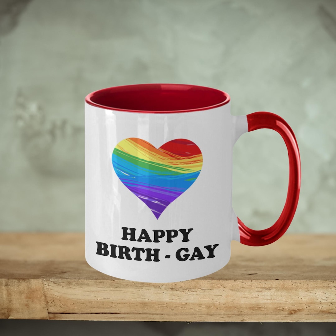 LGBTQ Pride Coffee Mug - Vibrant Rainbow Heart Design Happy Birth-gay, Perfect Gift for Pride ...