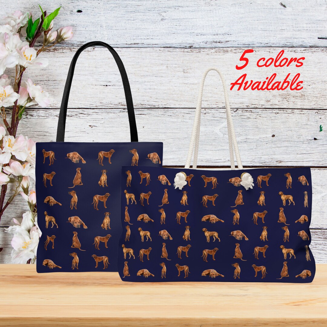 Rhodesian Ridgeback Tote Bag, Rhodesian Dog Print Weekender Tote ...