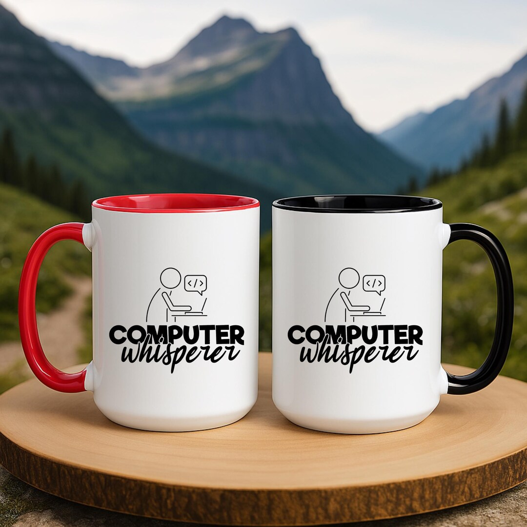 Computer Whisperer Mug: Funny Tech Support Gift, Red or Black Accent - Etsy