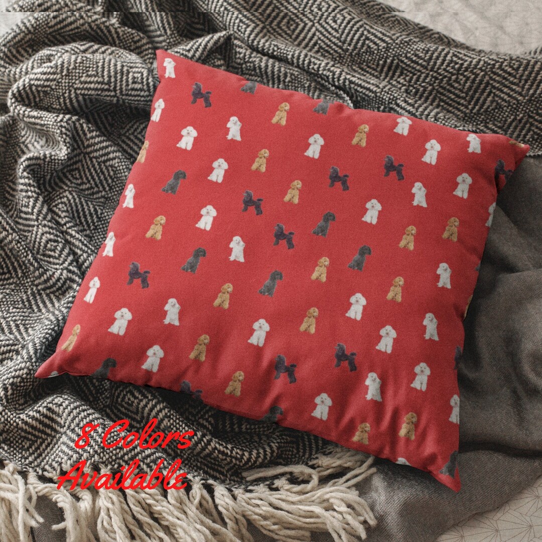 Poodle Throw Pillow, Poodle Dog Lovers Gift, All Over Print Poodle ...