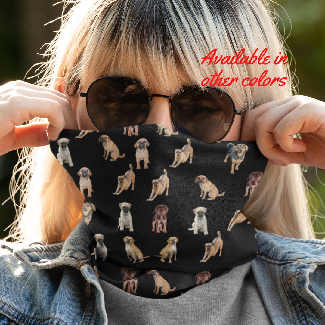 Puggle Print Neck Gaiter for Sports, Pugs Gifts, Scarf Snood Tube Head ...