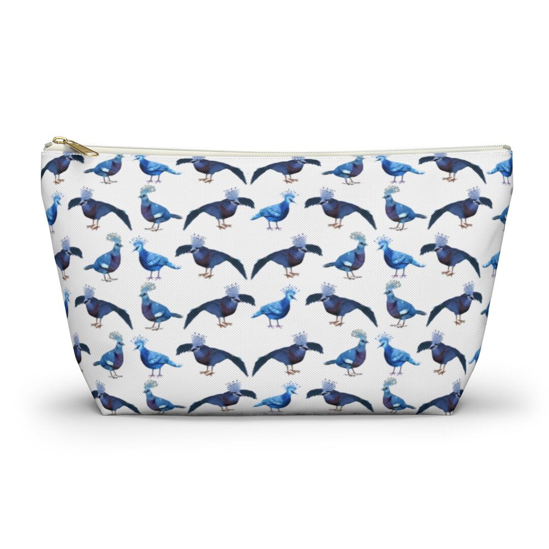 Victoria Crowned Pigeon Accessory Pouch, Custom Background & Zipper ...