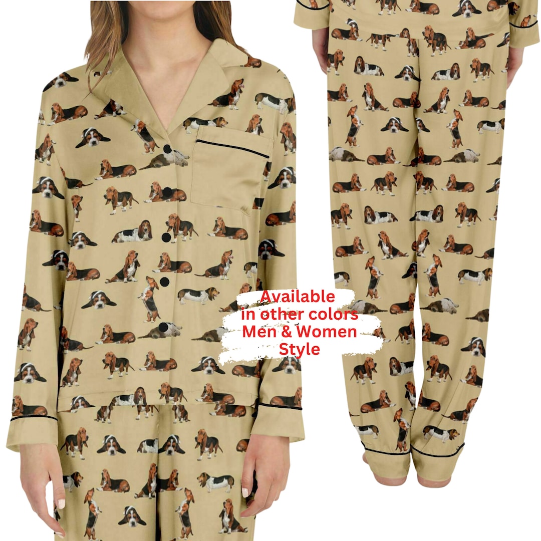 Basset Hound Pajama Set for Women and Men, Sleepwear Basset Hound Dog ...
