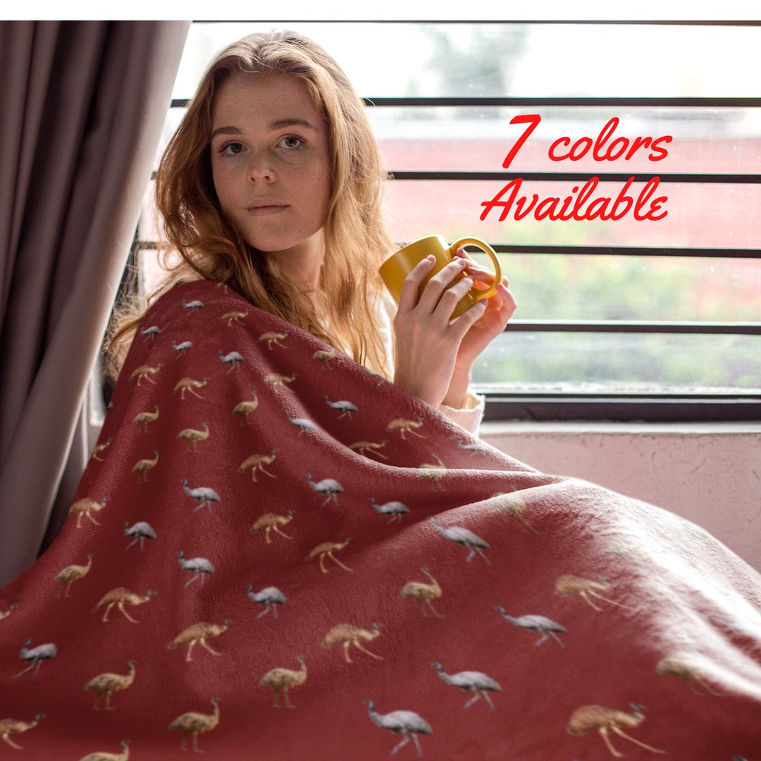 Emu Blanket, Emu Print Comfy Cozy Fleece and Mink Sherpa Blanket, Emu ...