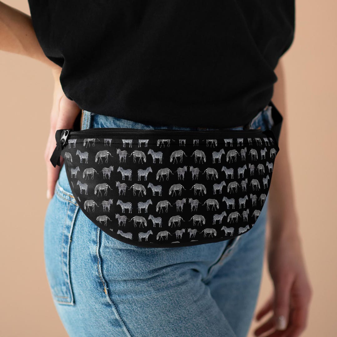 Zebra Print Fanny Pack, Custom Waist Bag With Name Option, Adjustable ...