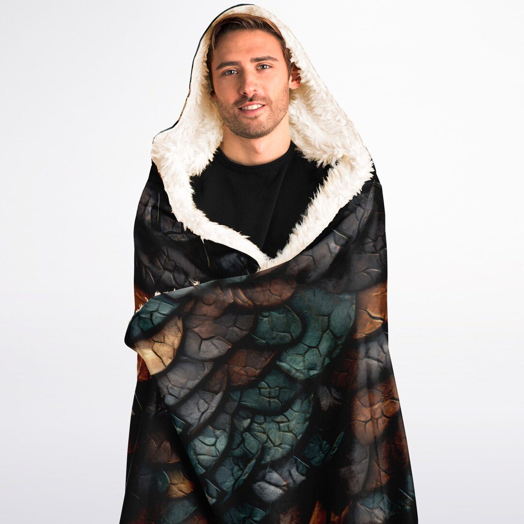 Dragon Lizard Scale Hooded Blanket, Fantasy-inspired Reptile Print ...