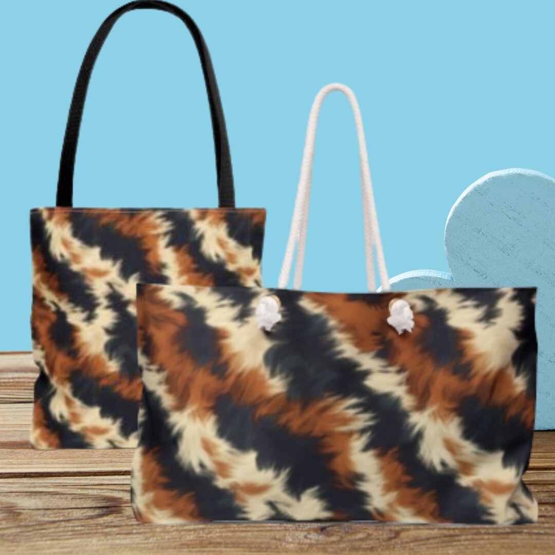 Tiger Stripe Pattern Tote Bag & Weekender Bag – Realistic Fur Texture ...