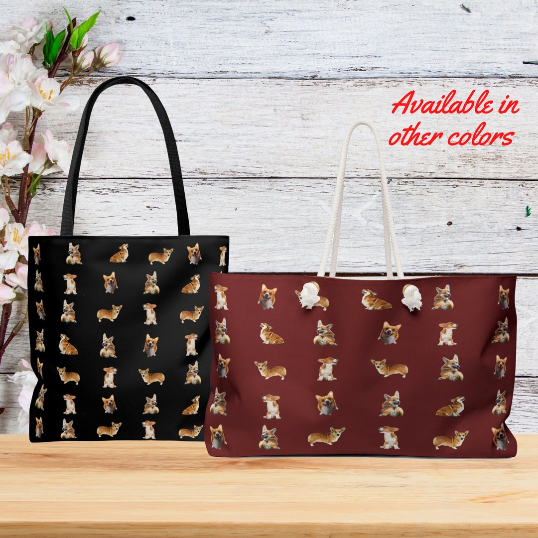 Corgi Dog Tote Bag, Weekender Bag, Aesthetic Tote Bag, Beach Bag Tote ...