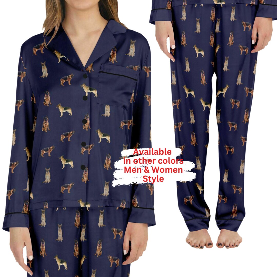 German Shepherd Dog Pajama Set for Women and Men, Sleepwear Gift ...