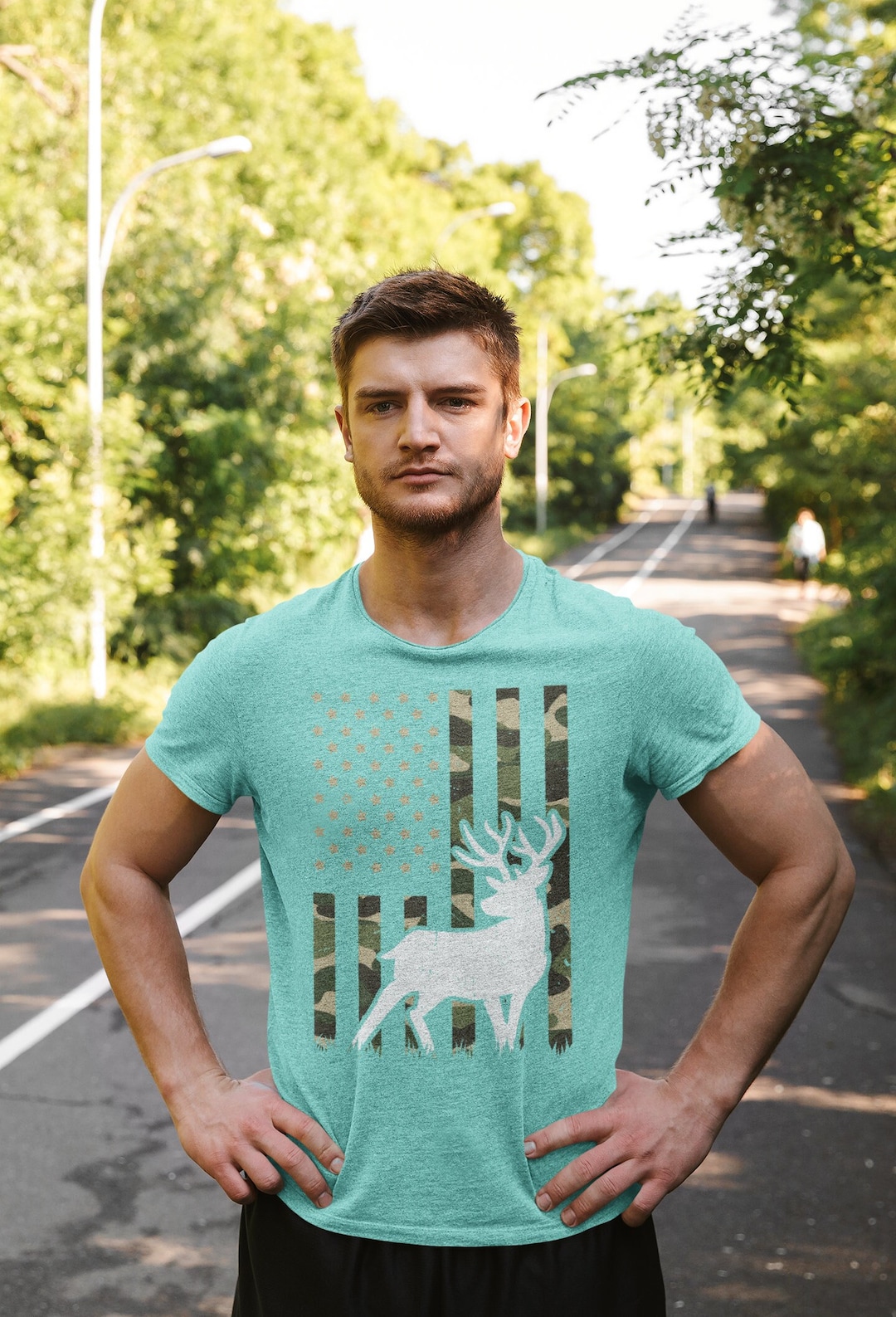 Camo Deer Silhouette Tshirt, Deer Hunter Shirt, Deer Hunter Gift ...