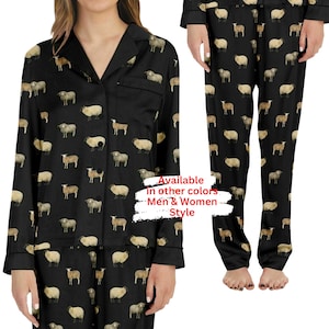 Domestic Sheep Pajama Set for Women and Men, Sleepwear Gift, Loungewear ...