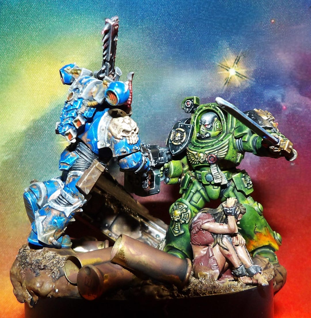 Salamander's Humanity :wh40k angels of Death Mini Diorama ,night Lord ...