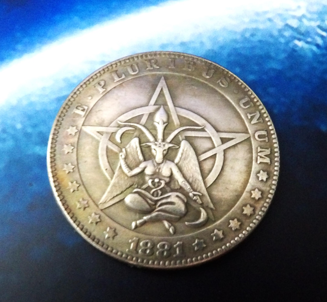Baphomet Coin Goat Pentagram Occult Black Magic Hobo Satanic Token ...