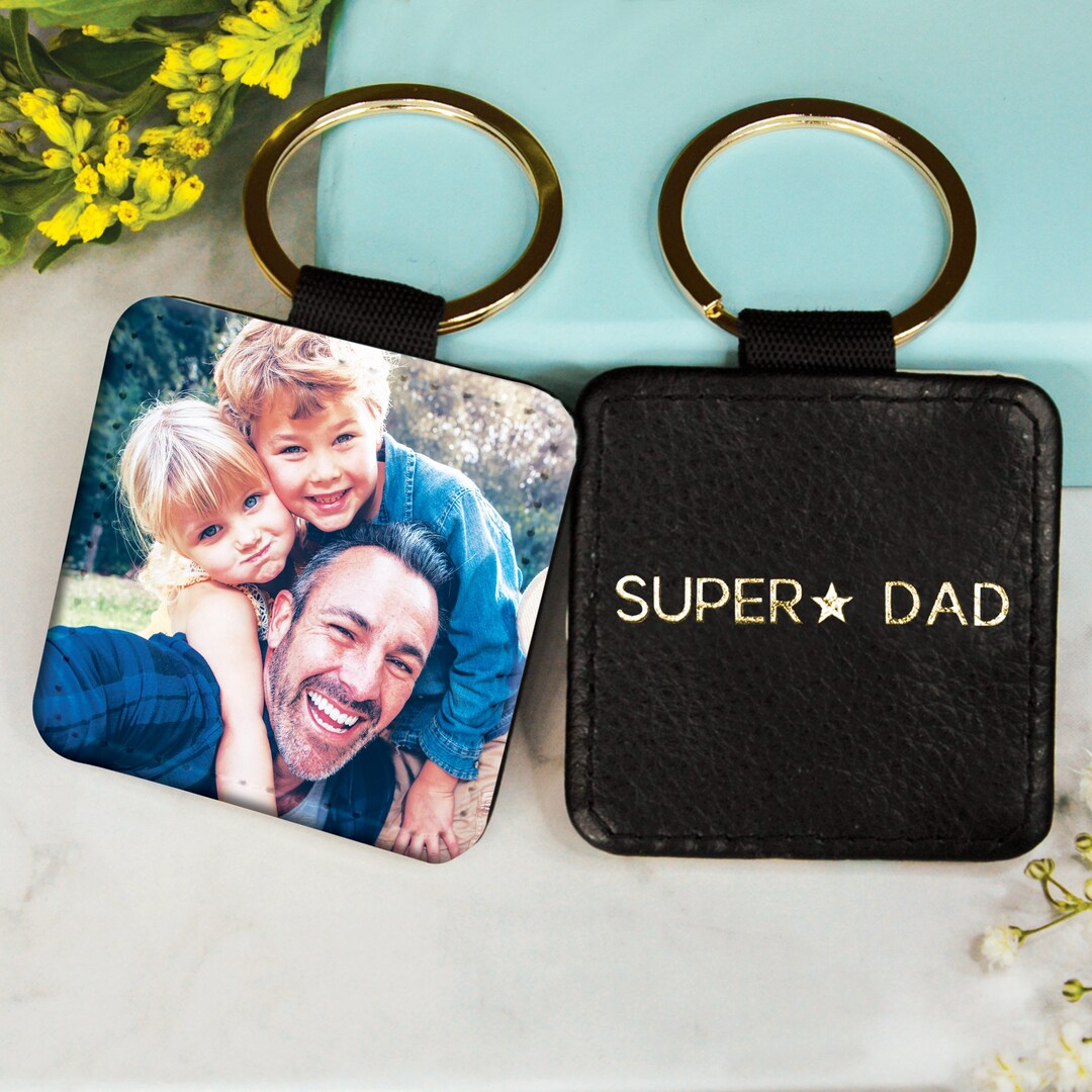 Personalised Dad Photo Keyring - Custom Names / Initials Keychain for ...