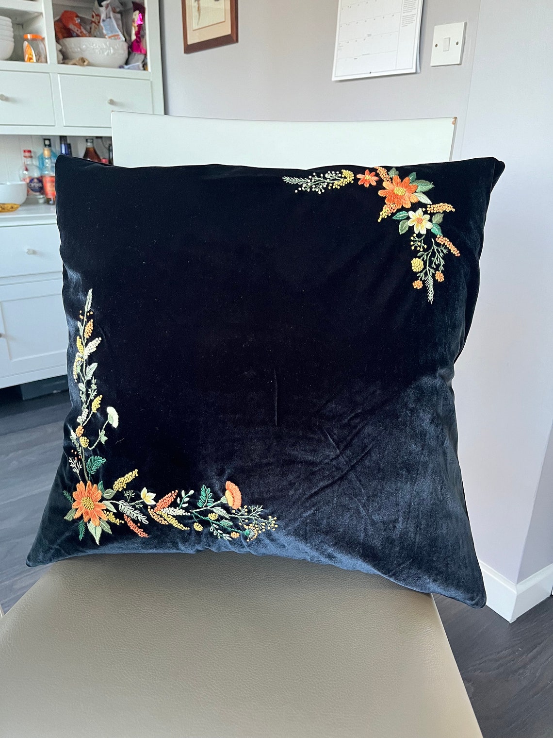 Hand Embroidered Velvet Cushion Cover, Hand Made in Vietnam, Beautiful ...
