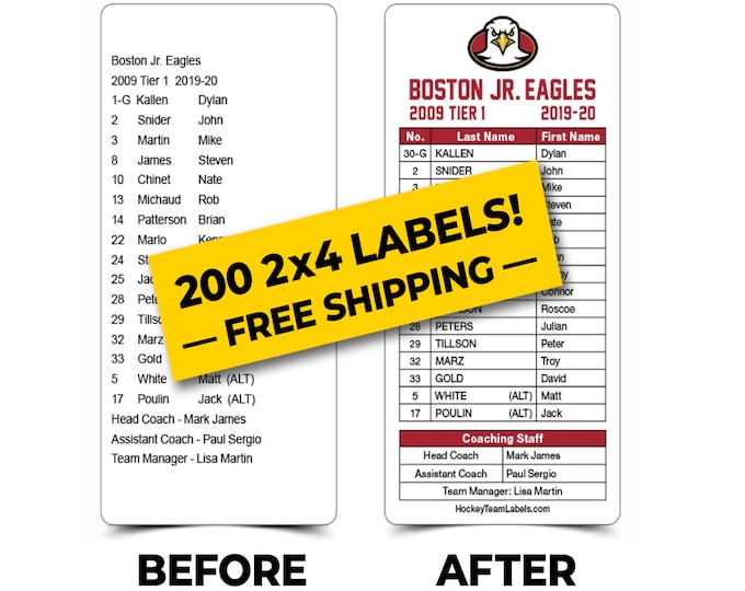 Custom Hockey Roster Stickers for Tournaments - Etsy
