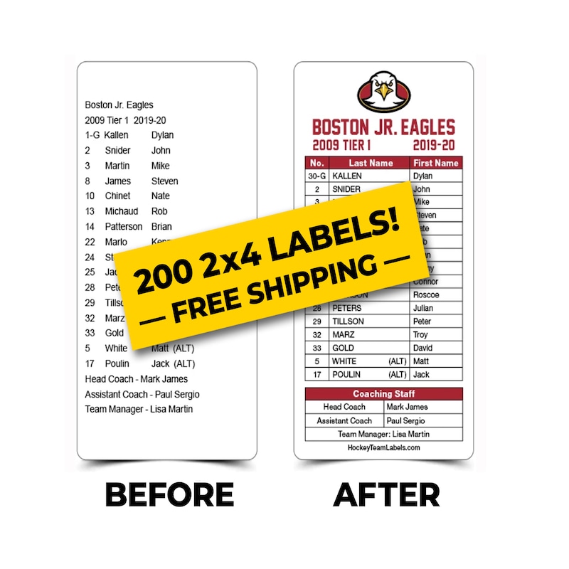 Team Roster Labels - Etsy