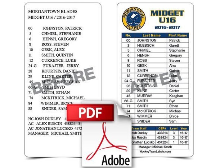Hockey Score Sheet Template, Team Roster, Player Management, Spare List ...