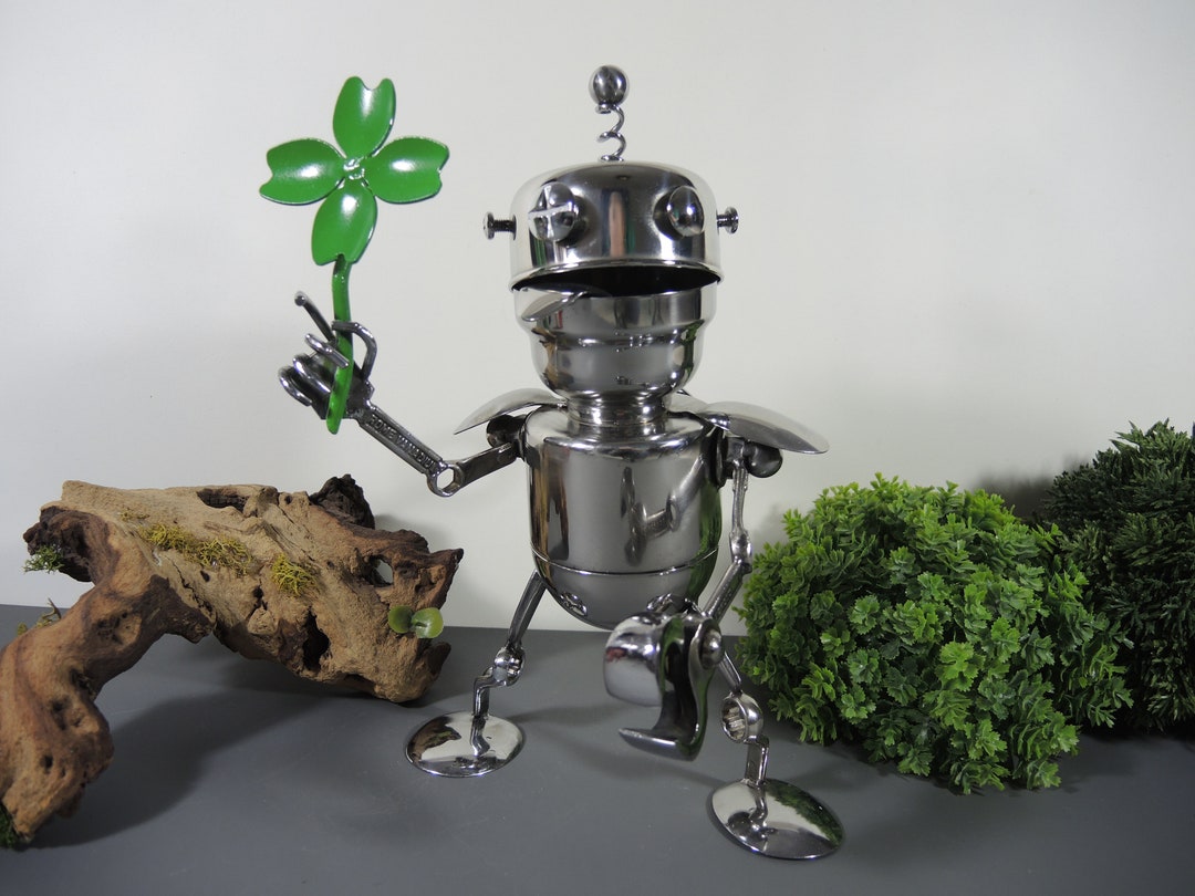 Lucky - Robot - Handmade Metal Sculpture - OOAK 4 Leaf Clover ...