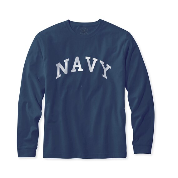 Navy Collegiate Long Sleeve Tee Dark Blue | Etsy