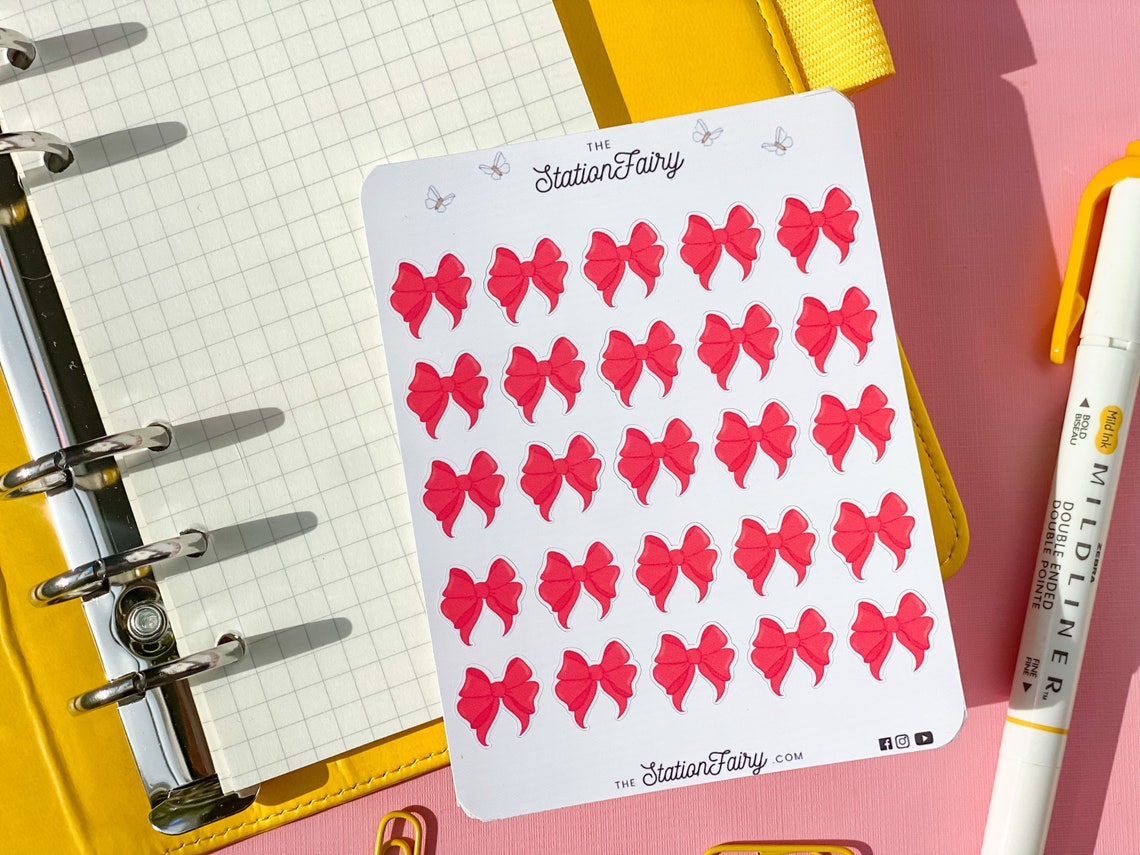 Red Bow Functional Planner Sticker - Etsy