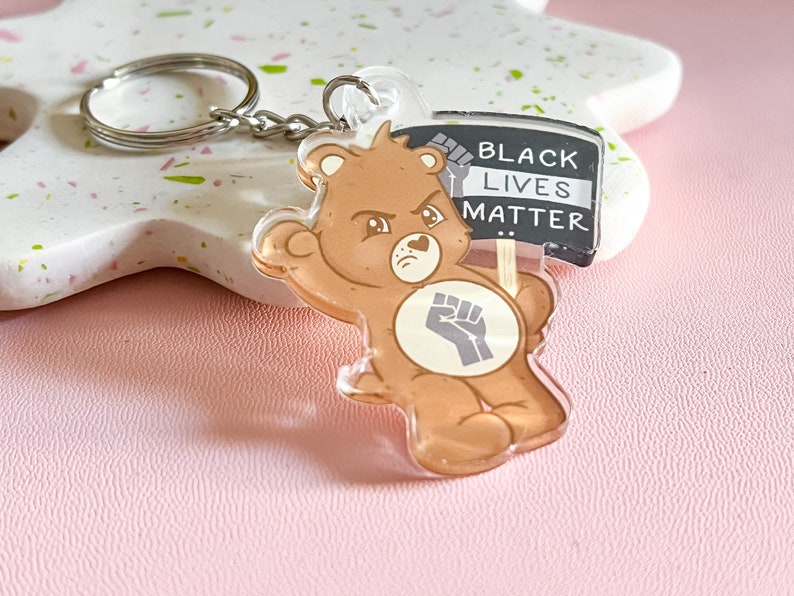 Black Lives Matter Protest Bear Keychain - Etsy