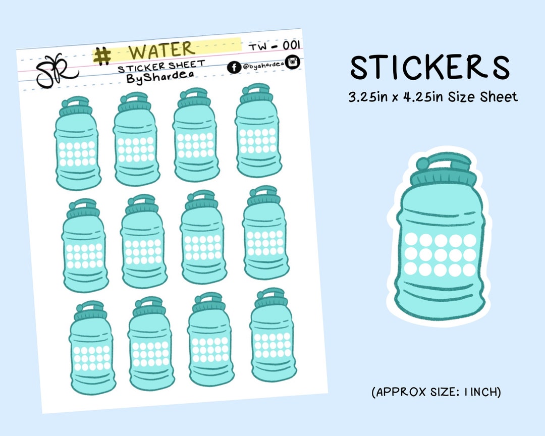 Water Bottle Tracker Planner Stickers, Water Intake Functional Sticker ...