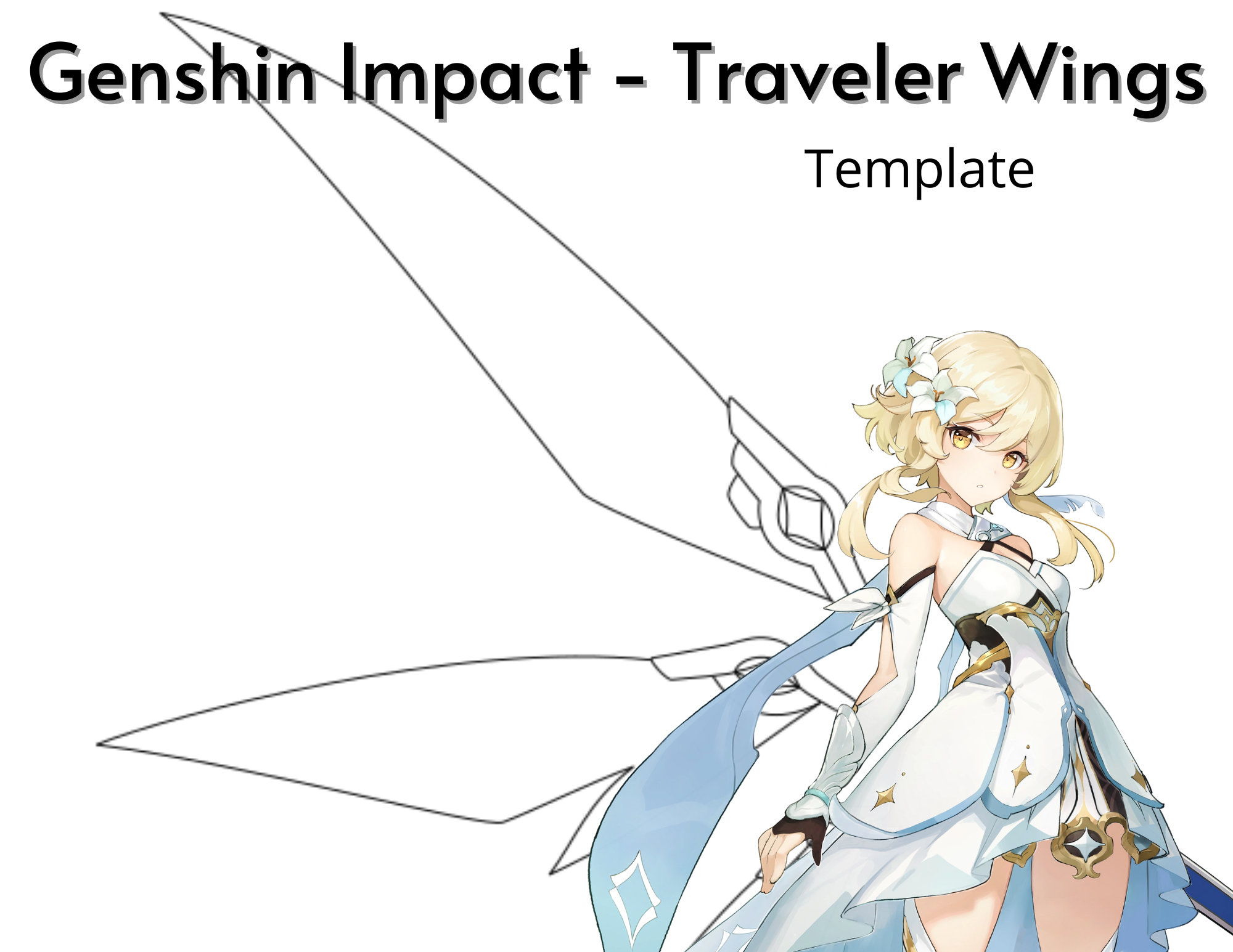 Genshin Impact Cosplay Traveler Wings - Digital Template DIY Pattern ...