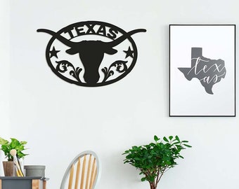 Texas Longhorn Metal Sign - Etsy