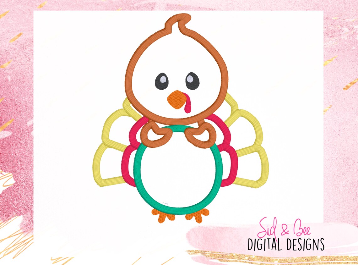 Turkey monogram Applique thanksgiving embroidery turkey | Etsy