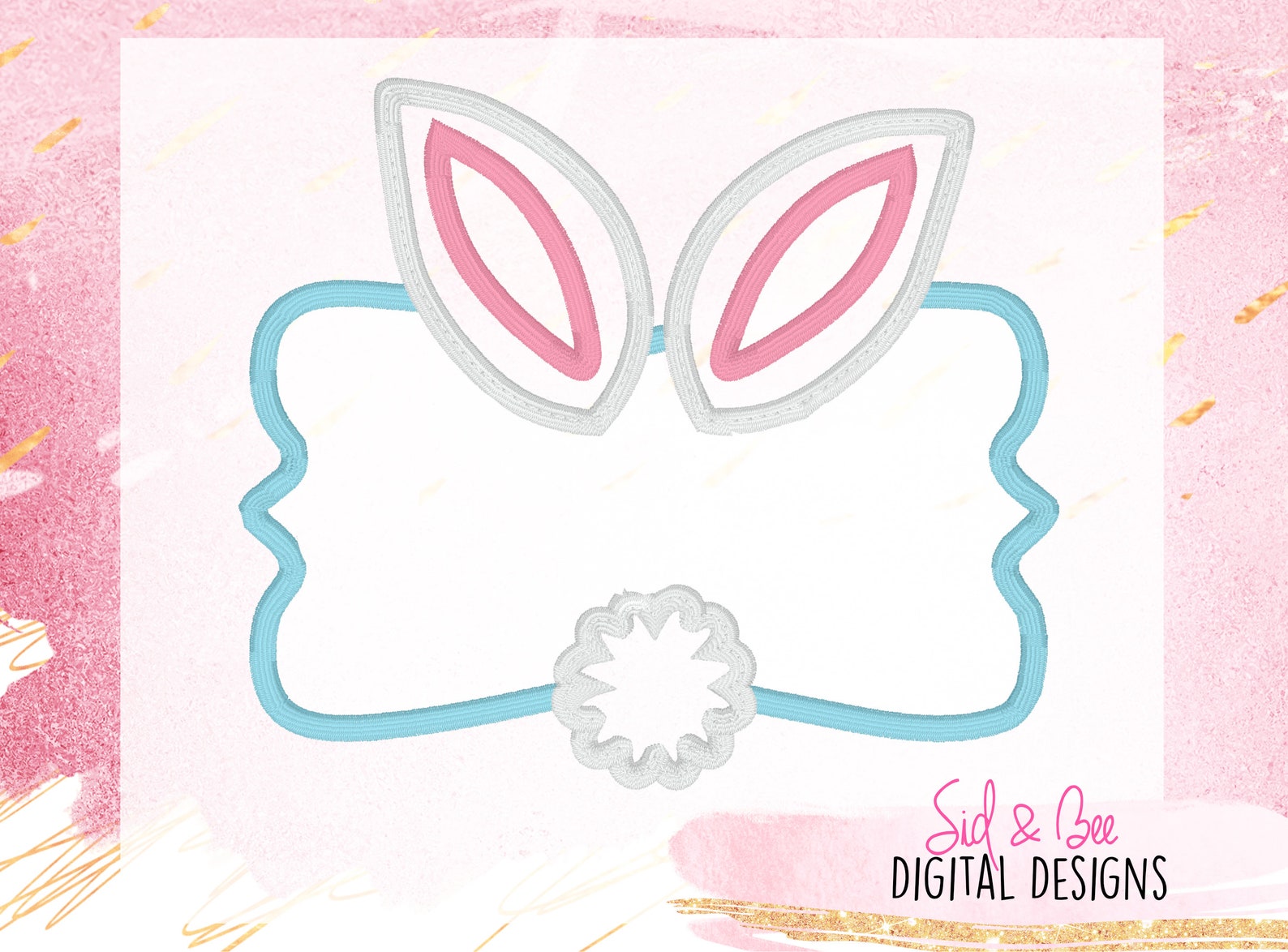 Easter Name Frame, Bunny Ears, Bunny Frame Applique, Bunny Embroidery ...