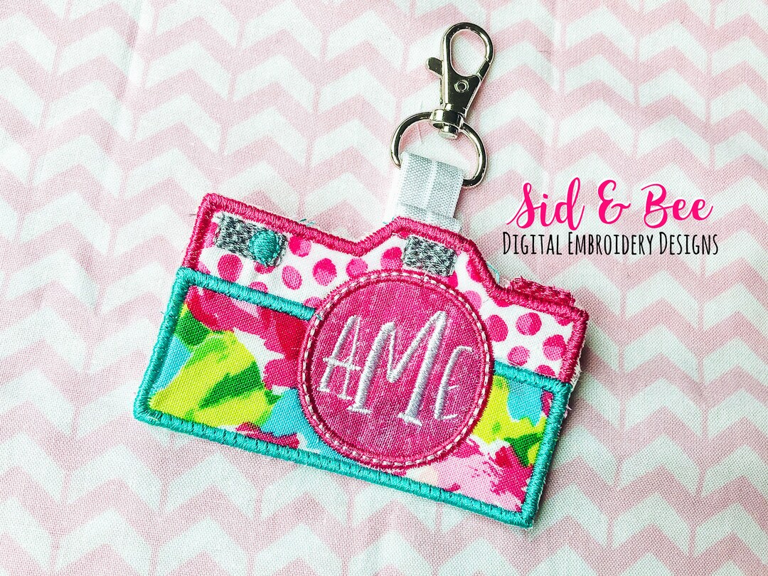 Camera Bag Tag, Embroidery Design, in the Hoop, Applique, Key Chain ...