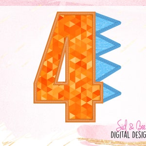 Fourth Birthday, Dinosaur, Number Applique, Birthday, Four, Dinosaur ...