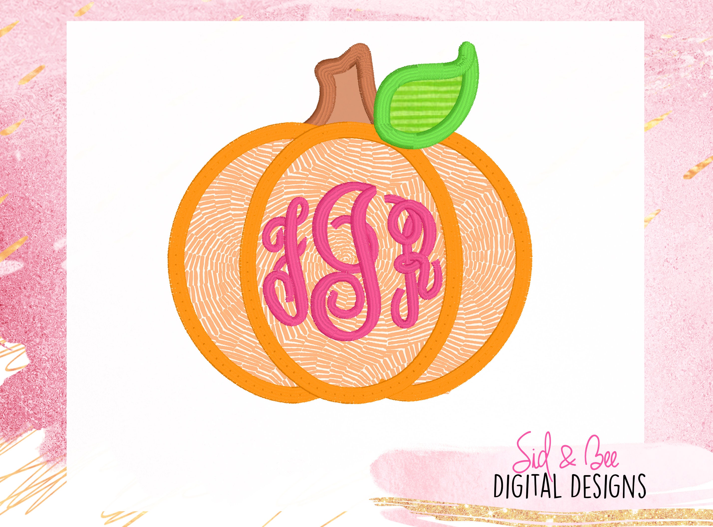 Pumpkin Applique Design Pumpkin Applique Monogram Frame | Etsy