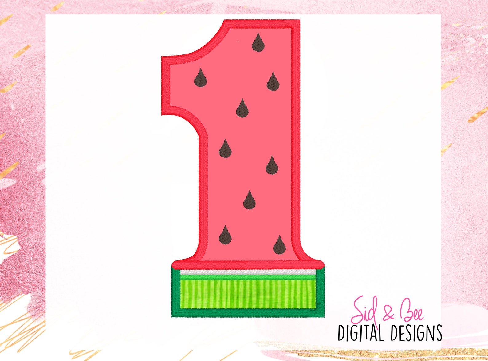 Watermelon Number, One in a Melon, Fruit, Watermelon, Number Applique ...