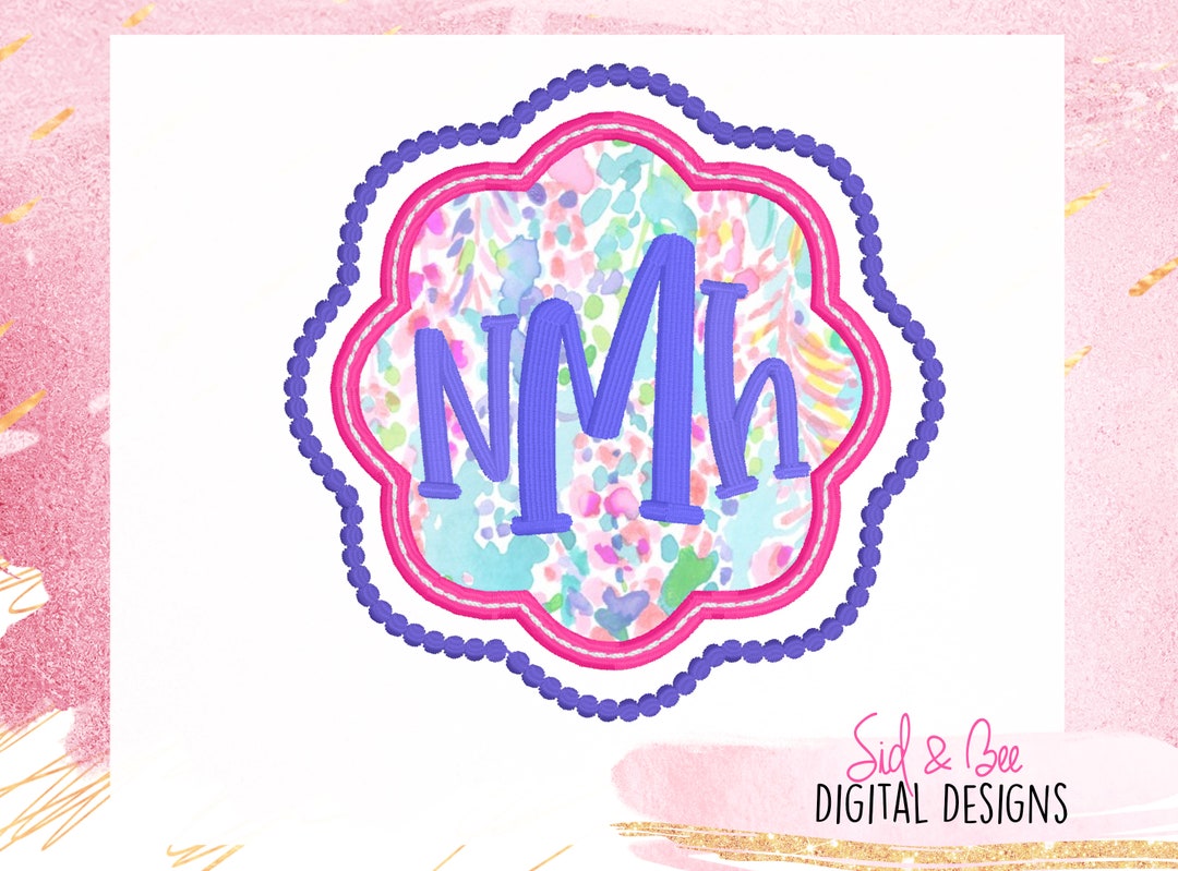 Scallop Beaded Applique, Monogram Applique, Patch Embroidery, Monogram ...