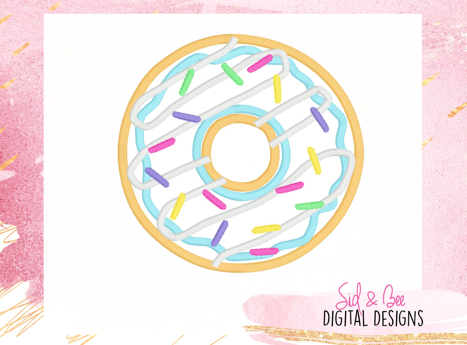 Donut, Donut With Sprinkles, Glazed Donut, Donut Applique, Embroidery ...
