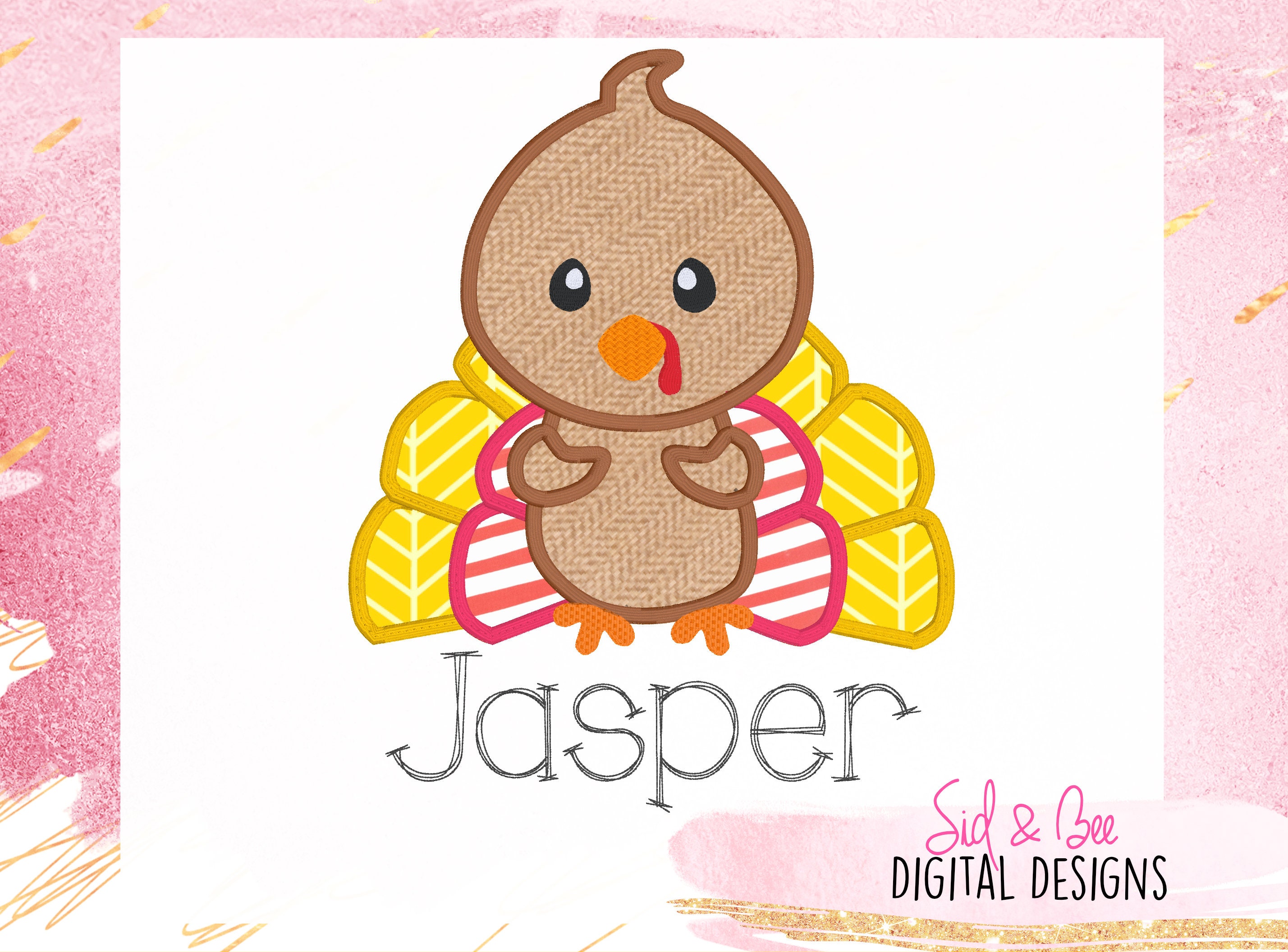 Turkey Applique Thanksgiving Embroidery Turkey Embroidery | Etsy