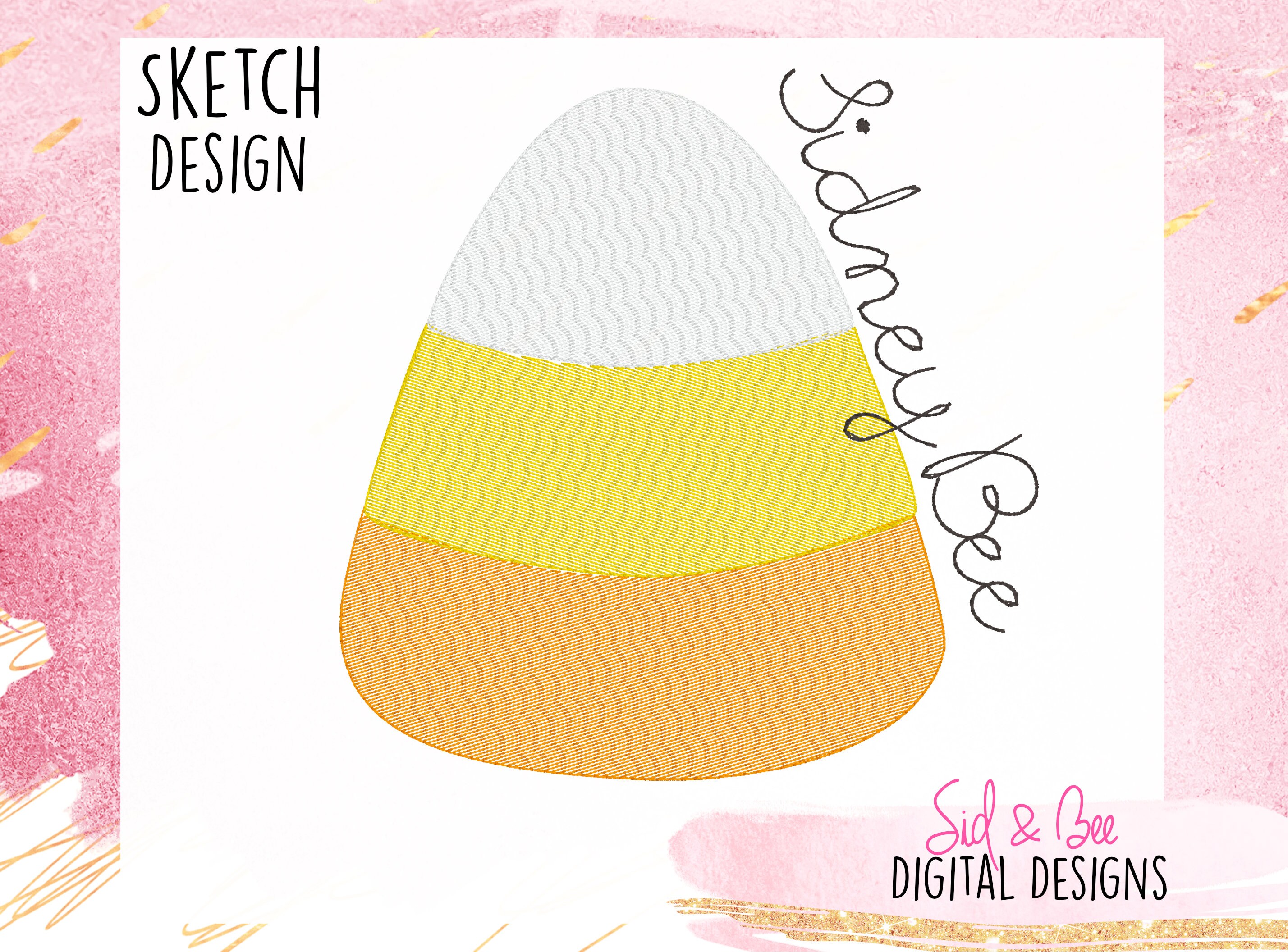 Candy Corn Sketch, Halloween, Sketch Design, Candy Corn Embroidery ...