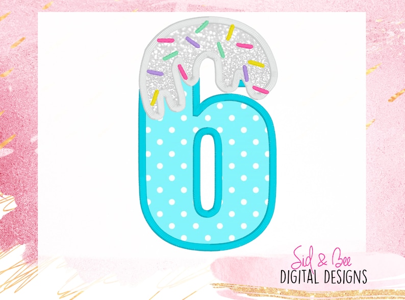 Sixth Birthday, Icing, Number Applique, Sprinkles, Six, Embroidery ...
