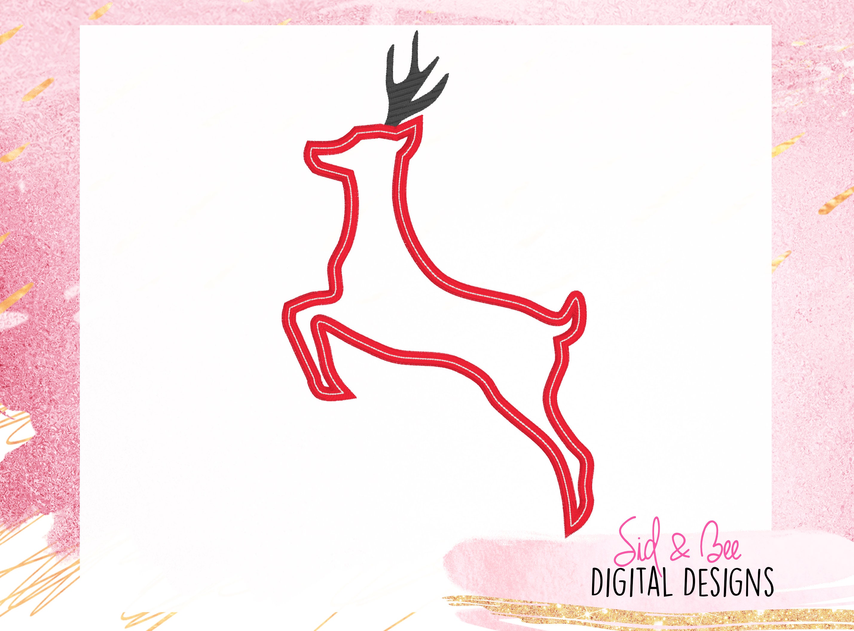 Deer Applique, Deer Silhouette Applique, Deer Embroidery, Wild One ...
