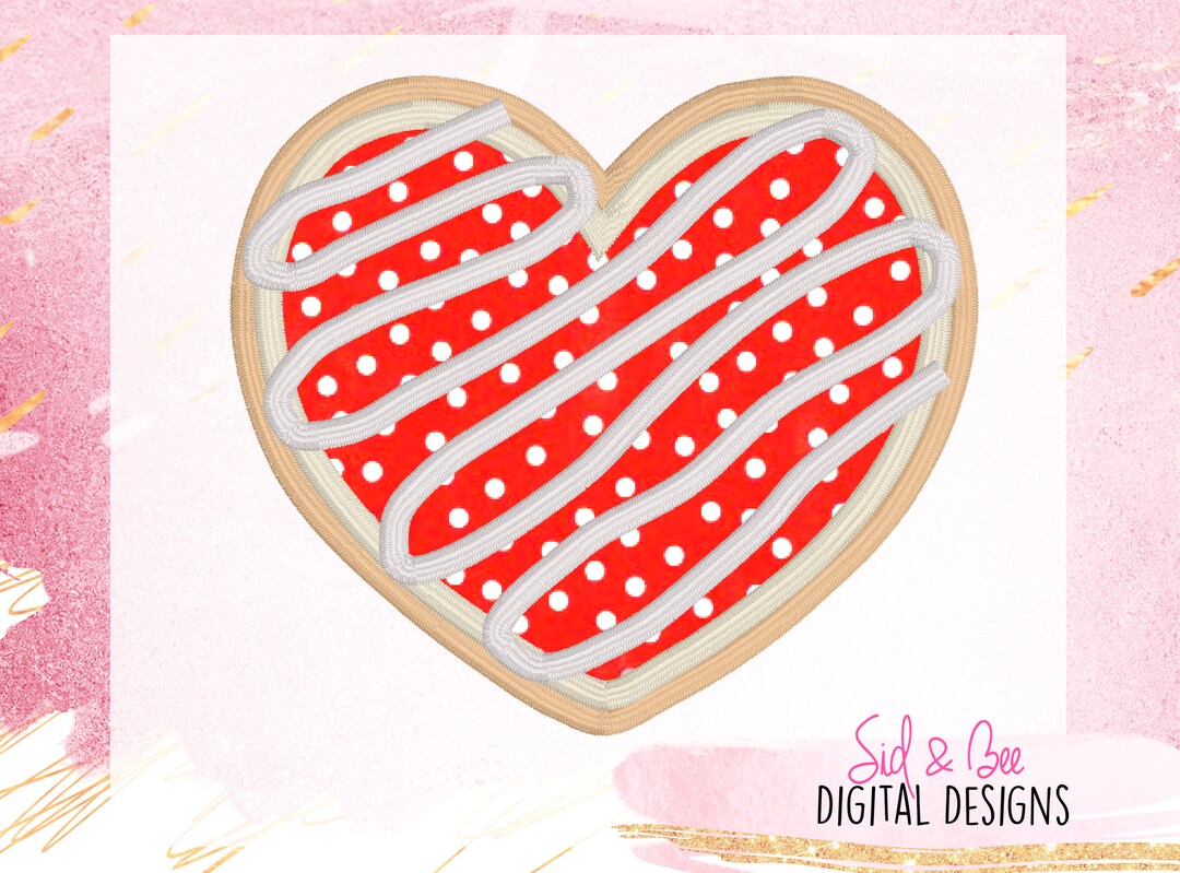 Valentines Applique, Cookie Applique, Cute, Heart, Valentines, Cookie ...