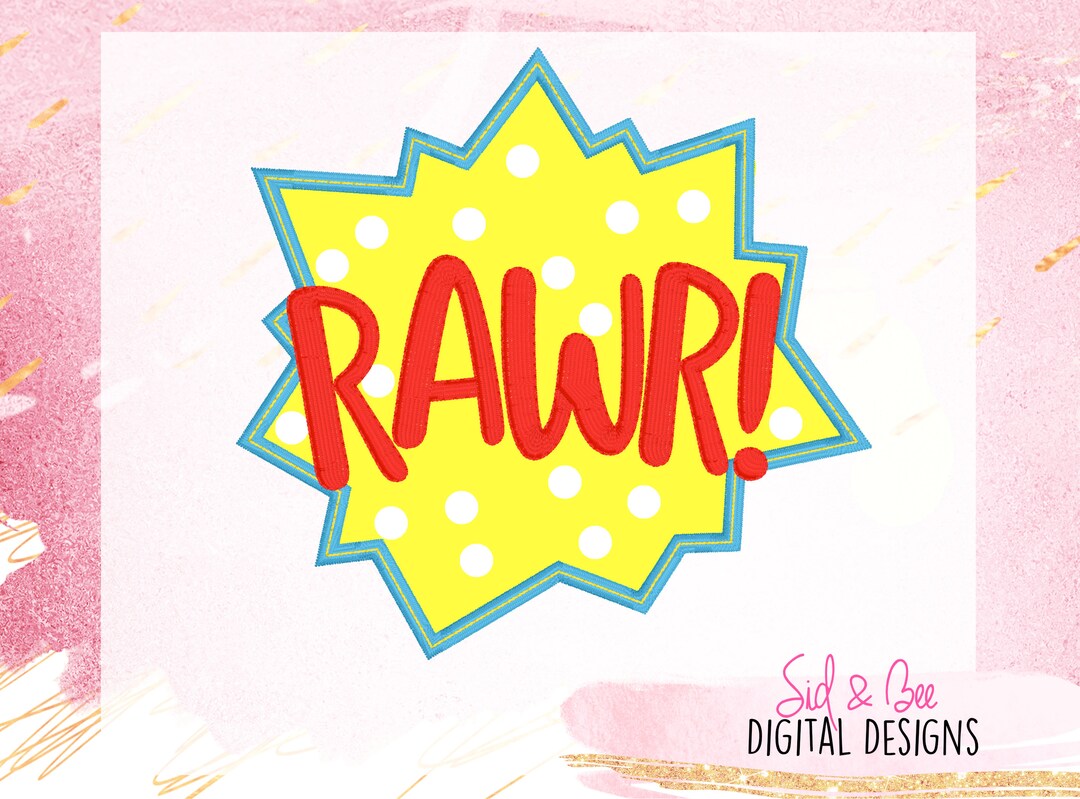 Rawr Applique, Rawr, Boys, Birthday, Super Hero, Dinosaur, Comic Book ...