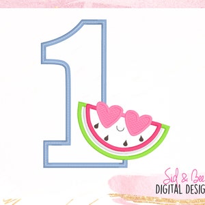 Watermelon Number, One in a Melon, Fruit, Watermelon, Number Applique ...